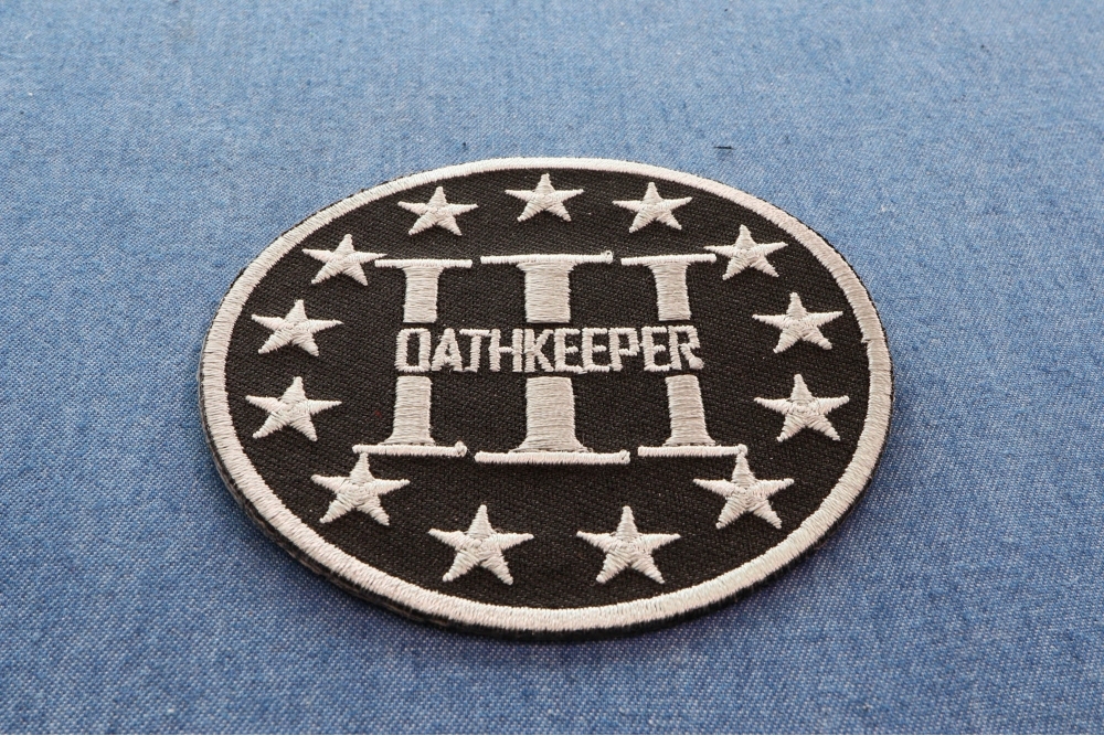 Three Percenter Oathkeeper Round Patch Gray | Embroidered Patches by Ivamis Patches