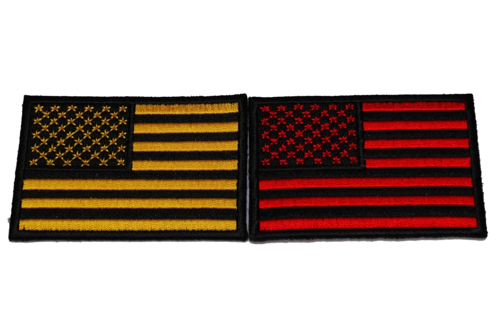 Set of 2 Red and Yellow American Flag Patches by Ivamis Patches
