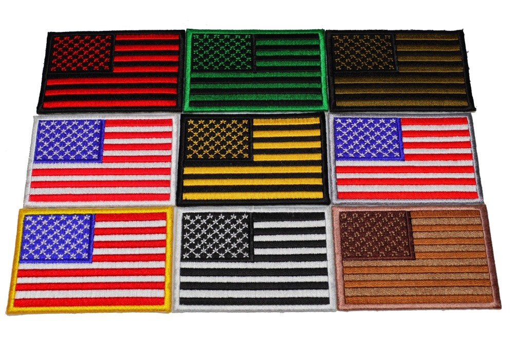 Set of 9 American Flag Patches in Different Color Combinations by ...