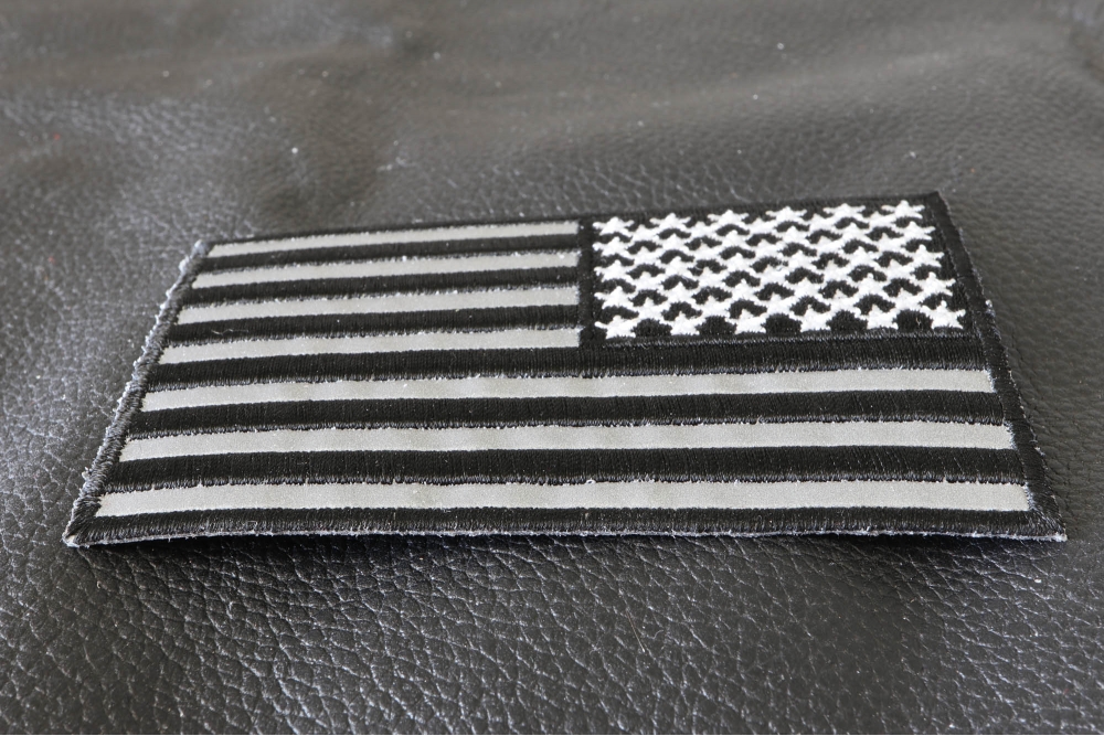 Reversed American Flag Black and Reflective 4 Inch Patch | Embroidered Patches by Ivamis Patches