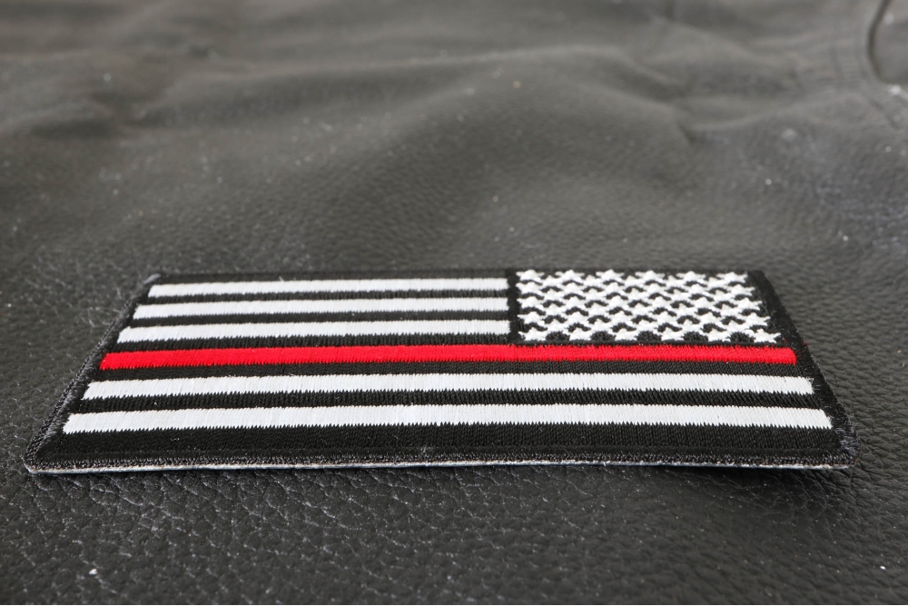 Thin Red Line American Flag Reversed Patch | Embroidered Patches by ...