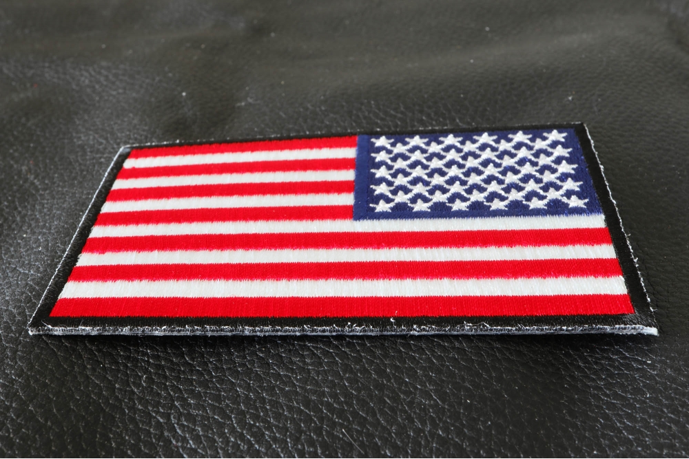Black Border Reversed US Flag 4 Inch | Embroidered Patches by Ivamis Patches