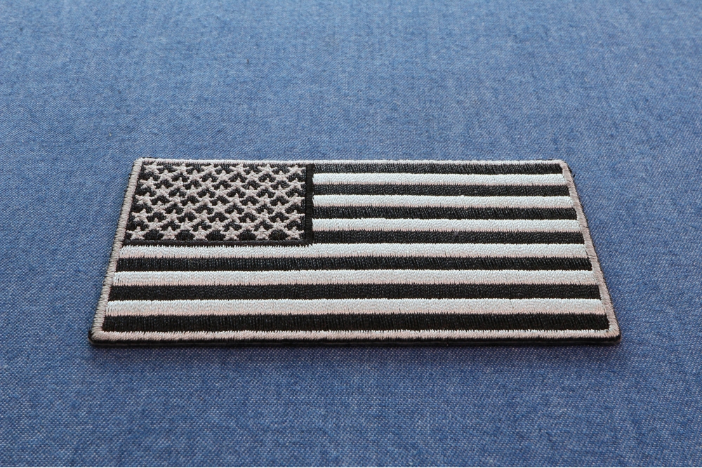 US Flag Patch Black and Gray 3.5 Inch by Ivamis Patches