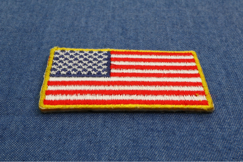 US Flag Patch Gold Border 2 Inch by Ivamis Patches