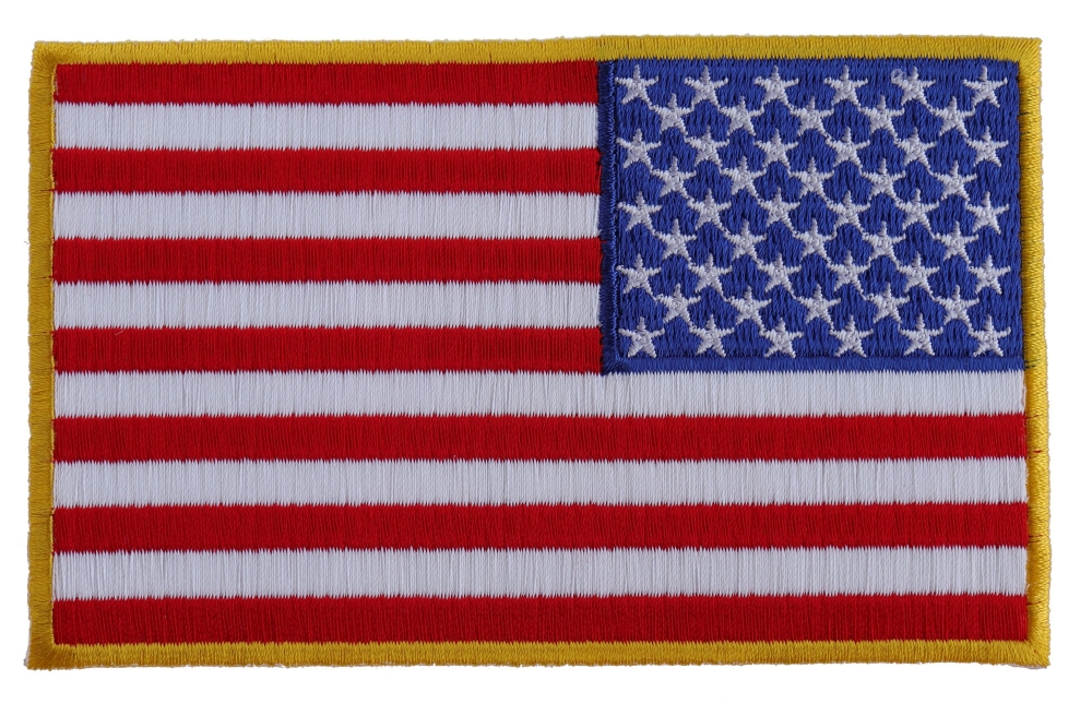 American REVERSED Flag Patch with Yellow Borders