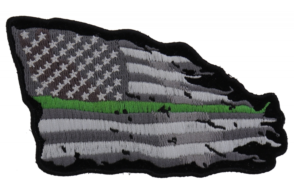 Thin Green Line American Tattered Flag Patch
