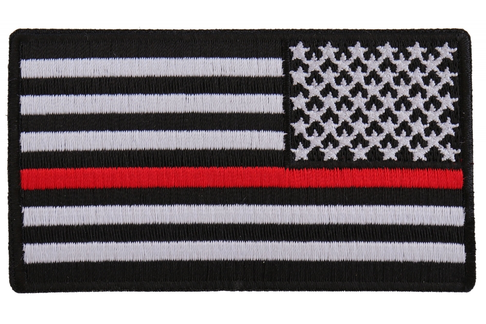 Thin Red Line American Flag Reversed Patch | Embroidered Patches by ...