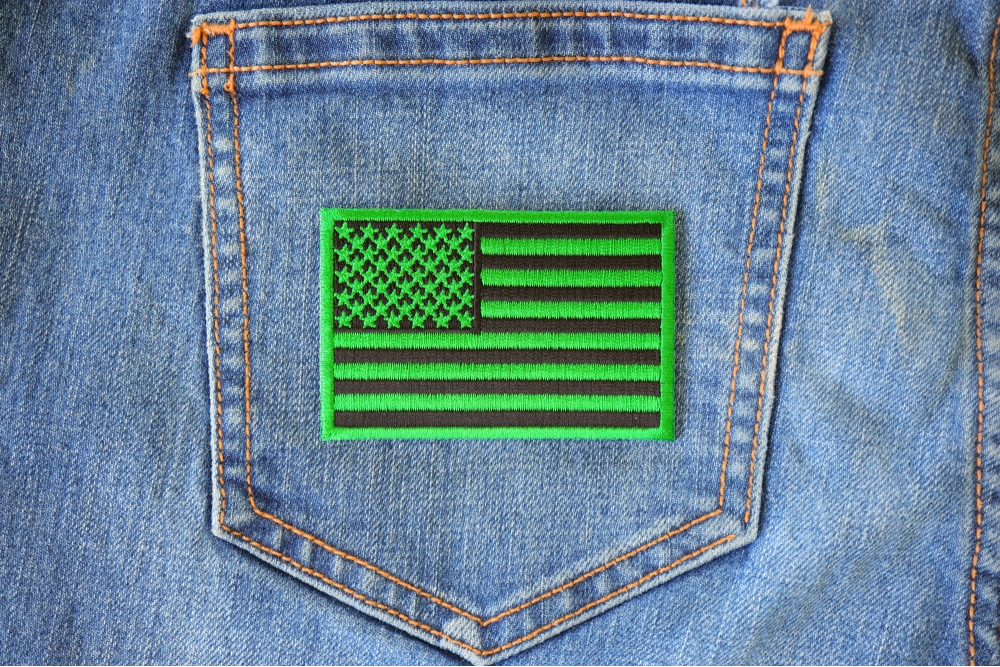Kelly Green American Flag Patch by Ivamis Patches