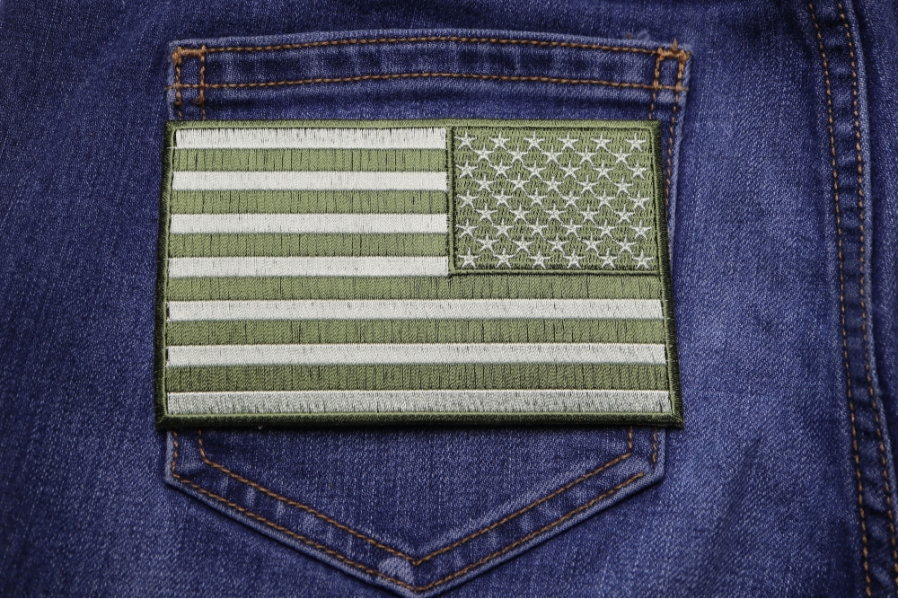 Subdued Green American REVERSED Flag Patch by Ivamis Patches