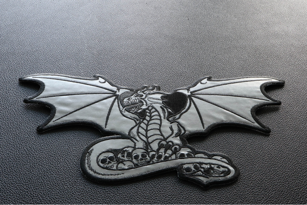 Large Dragon Skull Patch for Back of Biker Jackets - Reflective by ...