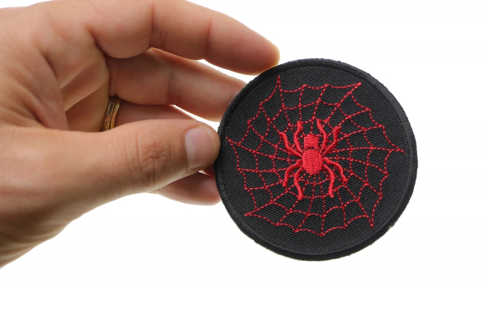 Iron On Red Spider and Web Patch | Embroidered Patches by Ivamis Patches