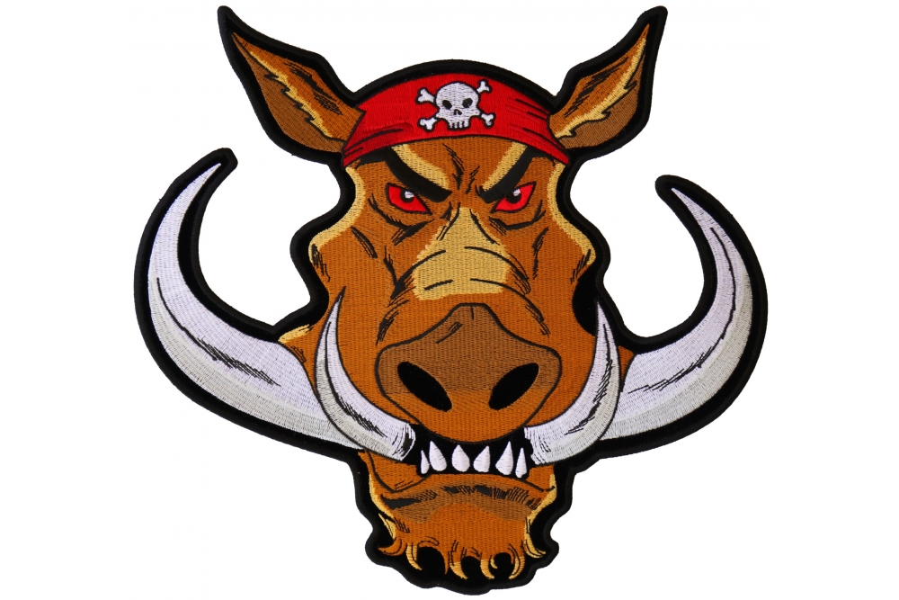 Large Wild Hog Patch for Back of Biker Jackets by Ivamis Patches
