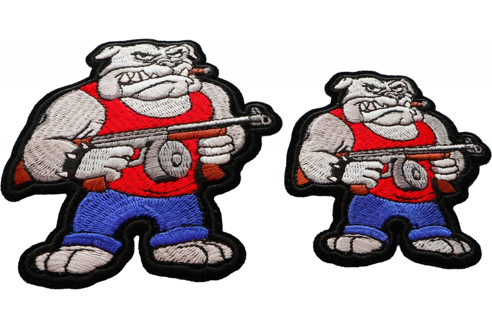 Bulldog with Tommy Machine Gun Patch Set of 2 by Ivamis Patches