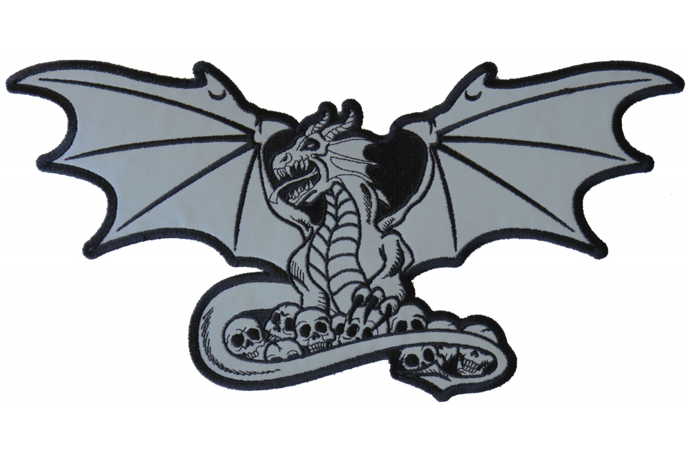 Large Dragon Skull Patch for Back of Biker Jackets - Reflective by ...
