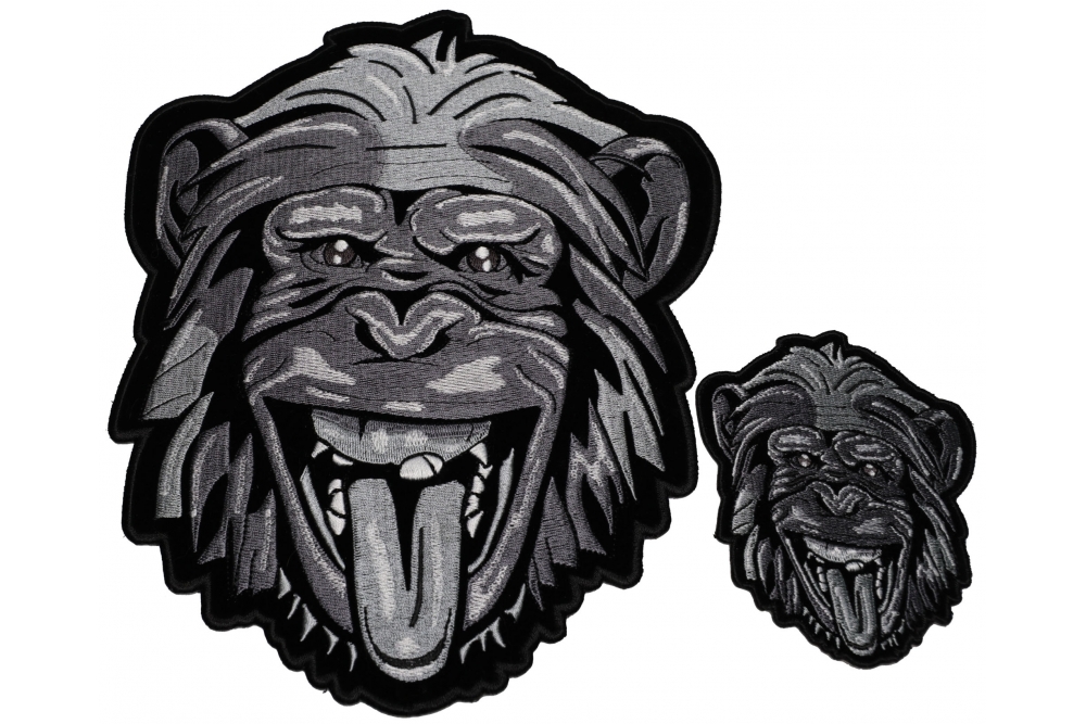 Set of 2 Small and Large Silver Gorilla Patches by Ivamis Patches
