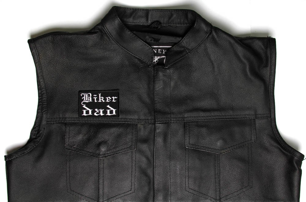 Biker Dad Patch In Old English alternative angle