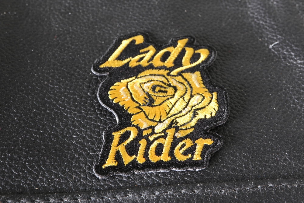 Lady Rider Yellow Rose Iron on Patch for Lady Bikers - Biker Patches ...