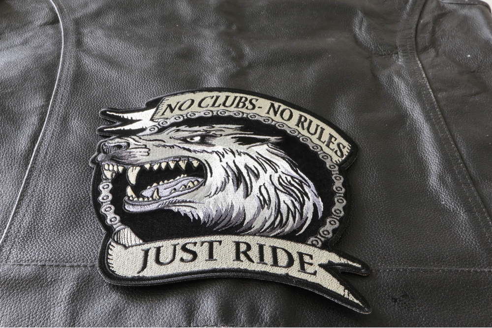 No Clubs No Rules Just Ride Wolf Patch, Large Biker Back Patches for ...