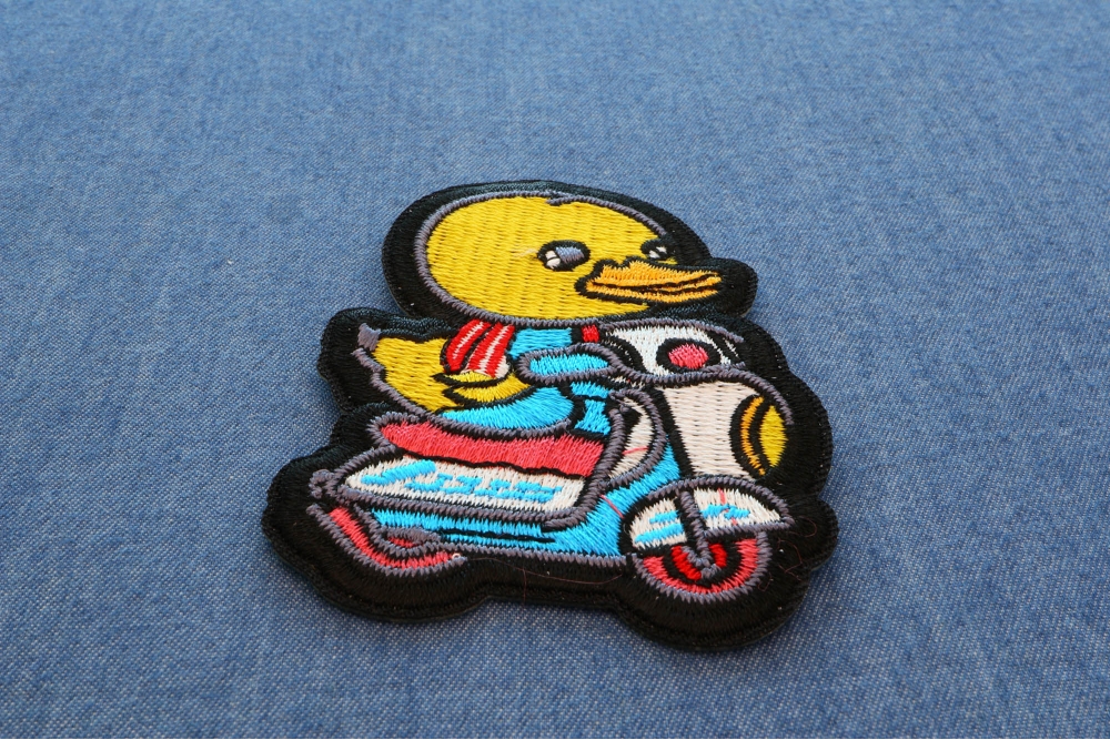 Baby Duck Biker Iron on Patch by Ivamis Patches