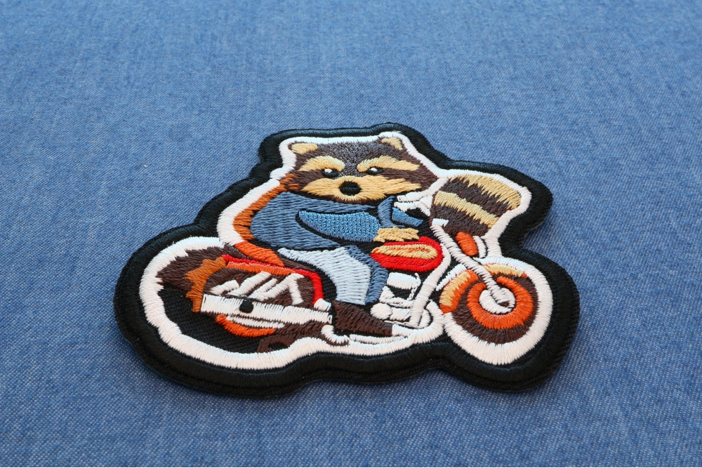 Cute Raccoon Biker Motorcycle Patch Embroidered by Ivamis Patches