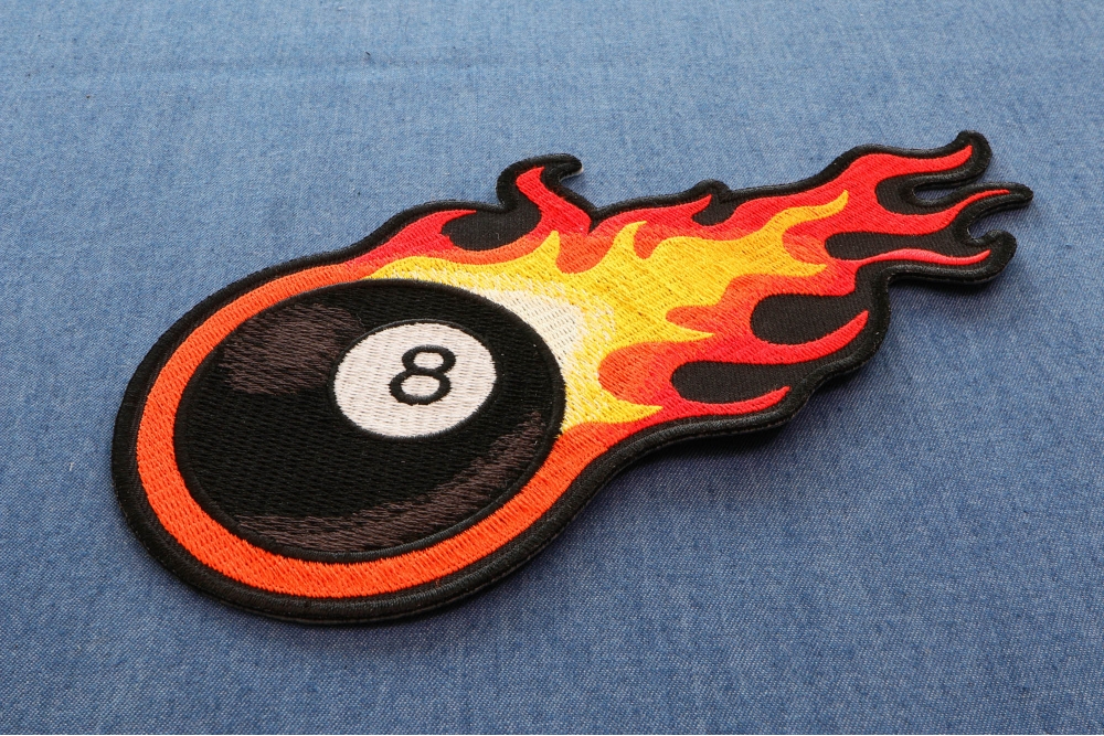 Flaming 8 Ball Patch for Jackets by Ivamis Patches
