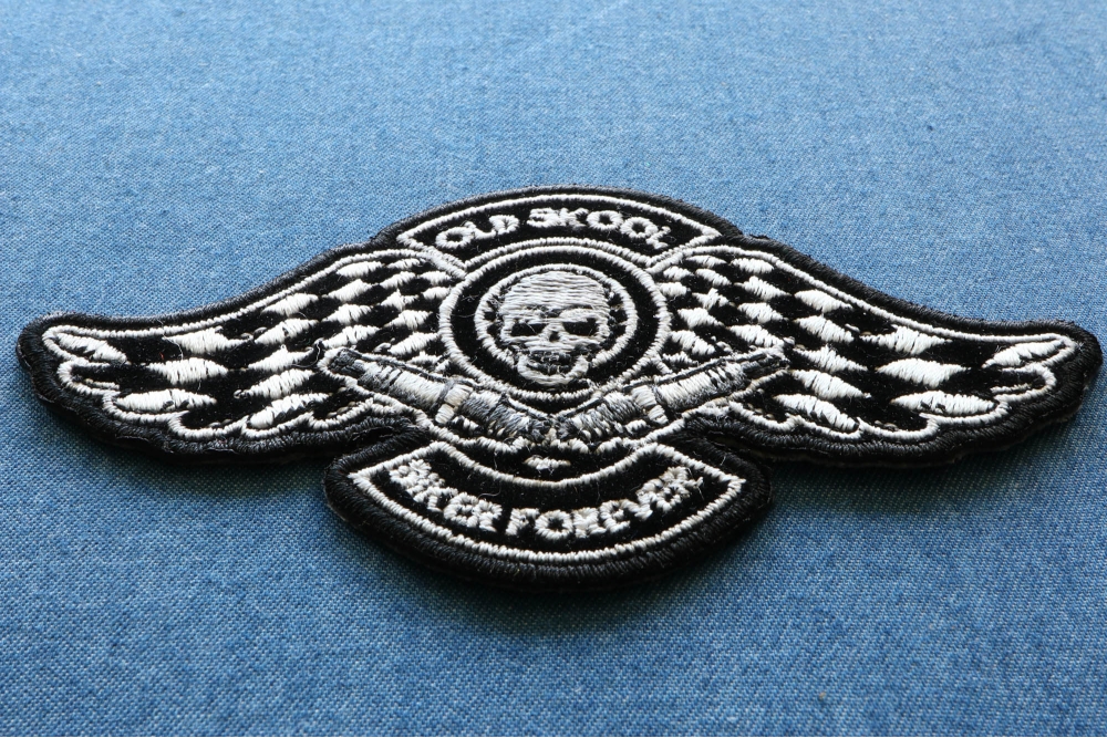 Old Skool Biker Forever Patch, Biker Skull Patches by Ivamis Patches