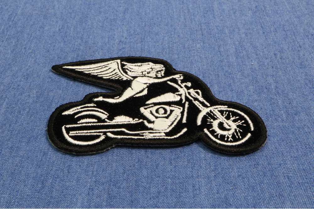 Angel On Motorcycle Iron On Christian Patch | Embroidered Patches by ...