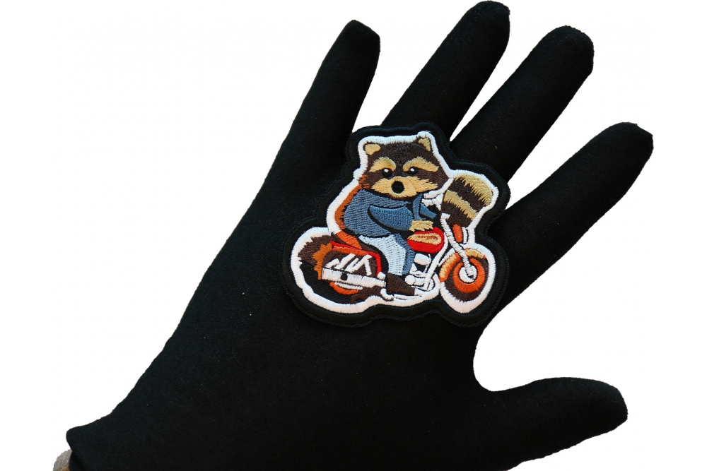 Cute Raccoon Biker Motorcycle Patch Embroidered by Ivamis Patches