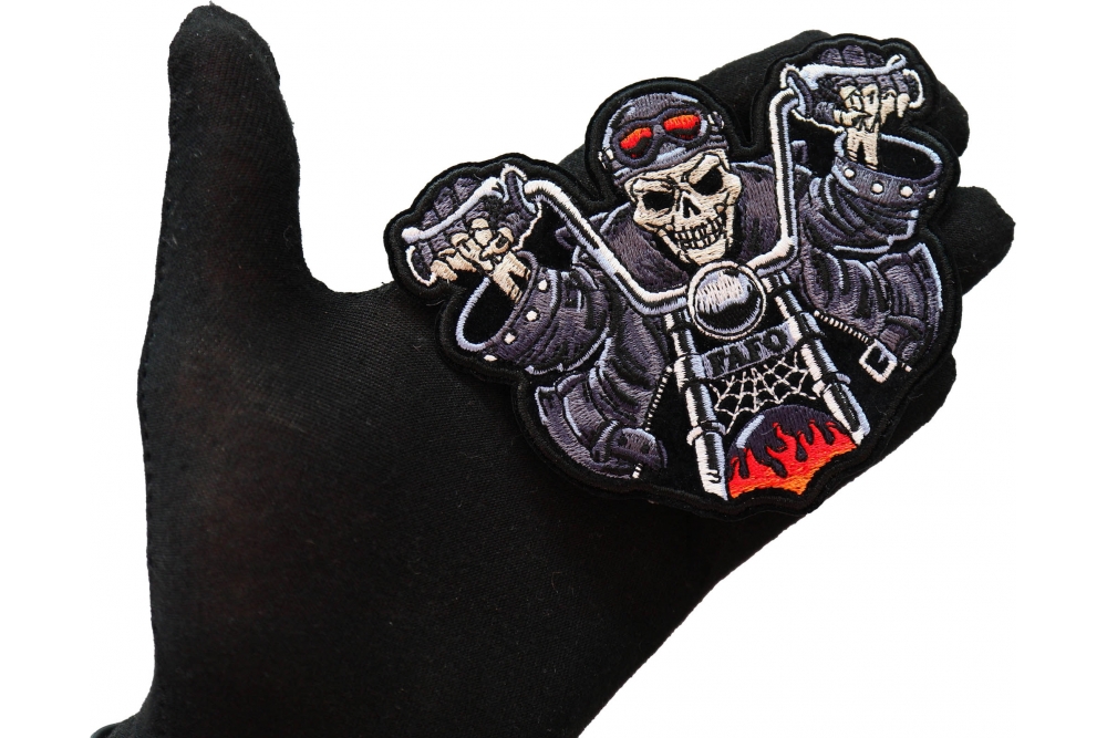 Skeleton Rider on Bike FAFO Patch, Biker Skull Patches by Ivamis Patches