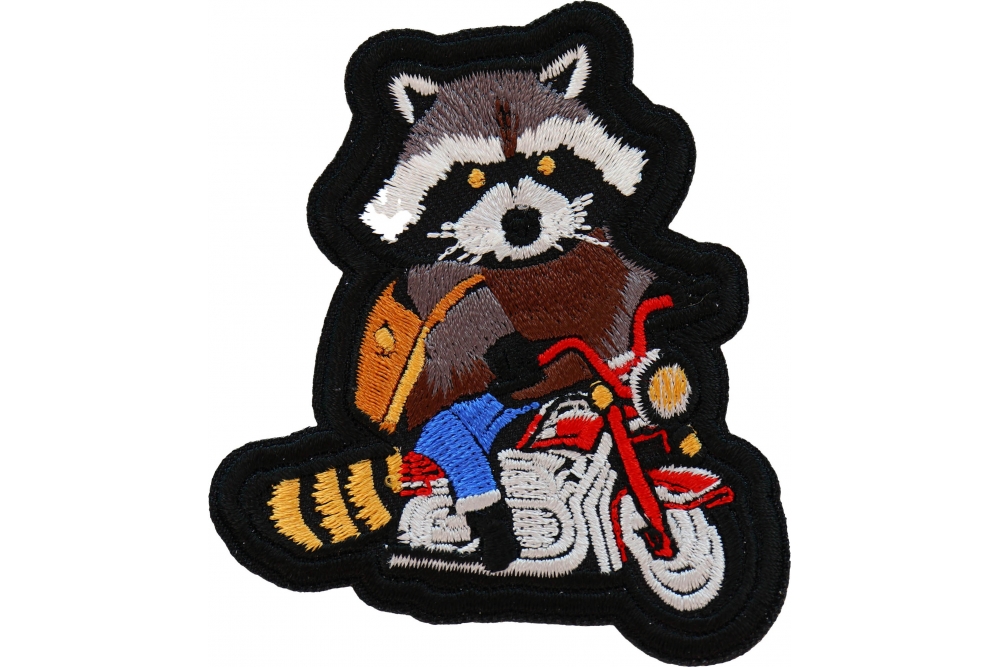 Raccoon Biker on Motorcycle Patch, Cute Animal Patches by Ivamis Patches