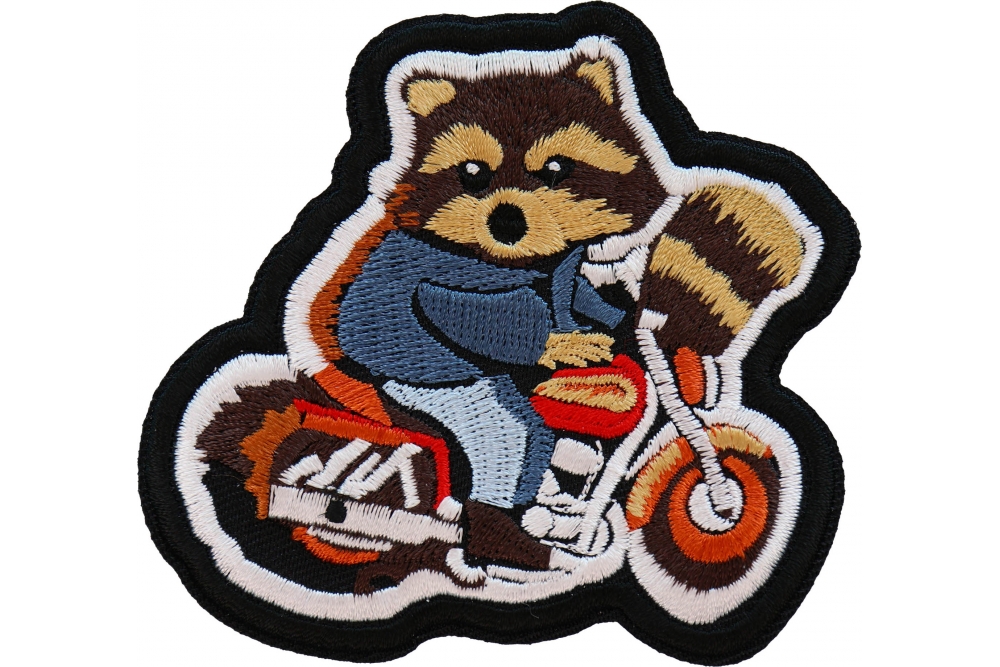 Cute Raccoon Biker Motorcycle Patch Embroidered by Ivamis Patches