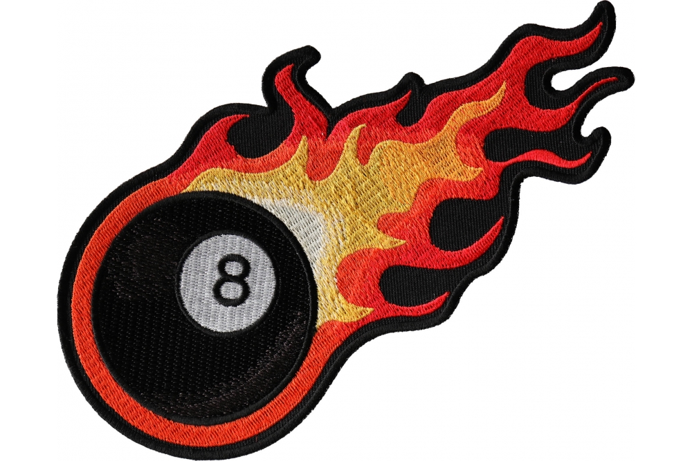Flaming 8 Ball Patch for Jackets by Ivamis Patches