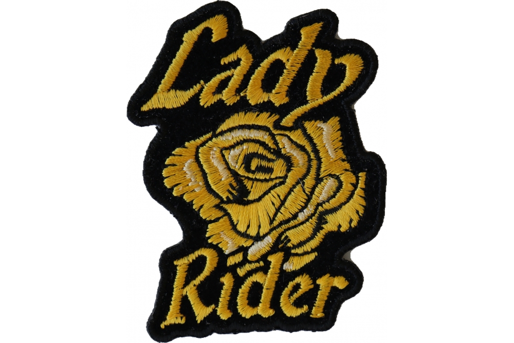 Lady Rider Yellow Rose Iron on Patch for Lady Bikers - Biker Patches ...