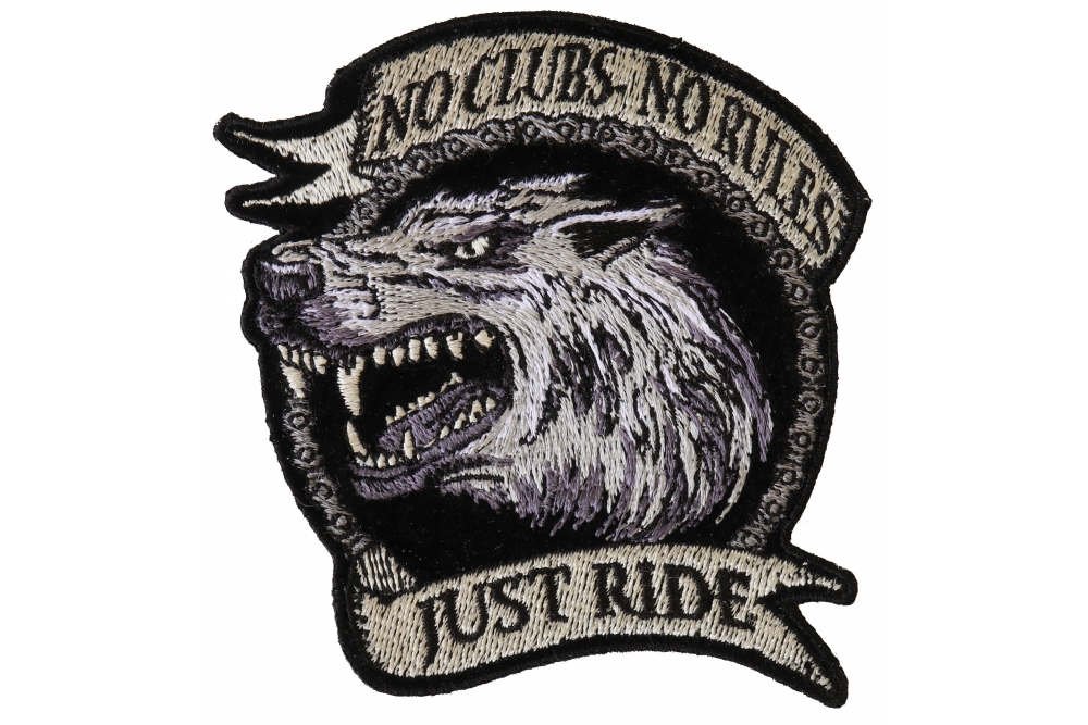 No Clubs No Rules Just Ride Wolf Patch for Sewing or Ironing on to ...