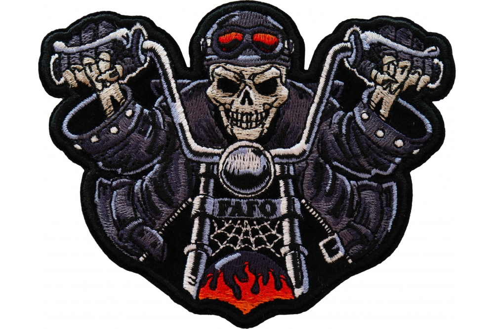 Skeleton Rider on Bike FAFO Patch, Biker Skull Patches by Ivamis Patches