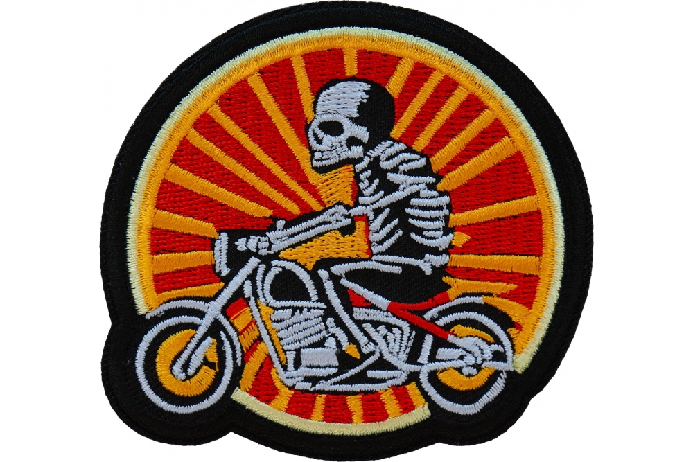 Sunset Skeleton Biker Motorcycle Patch Embroidered by Ivamis Patches