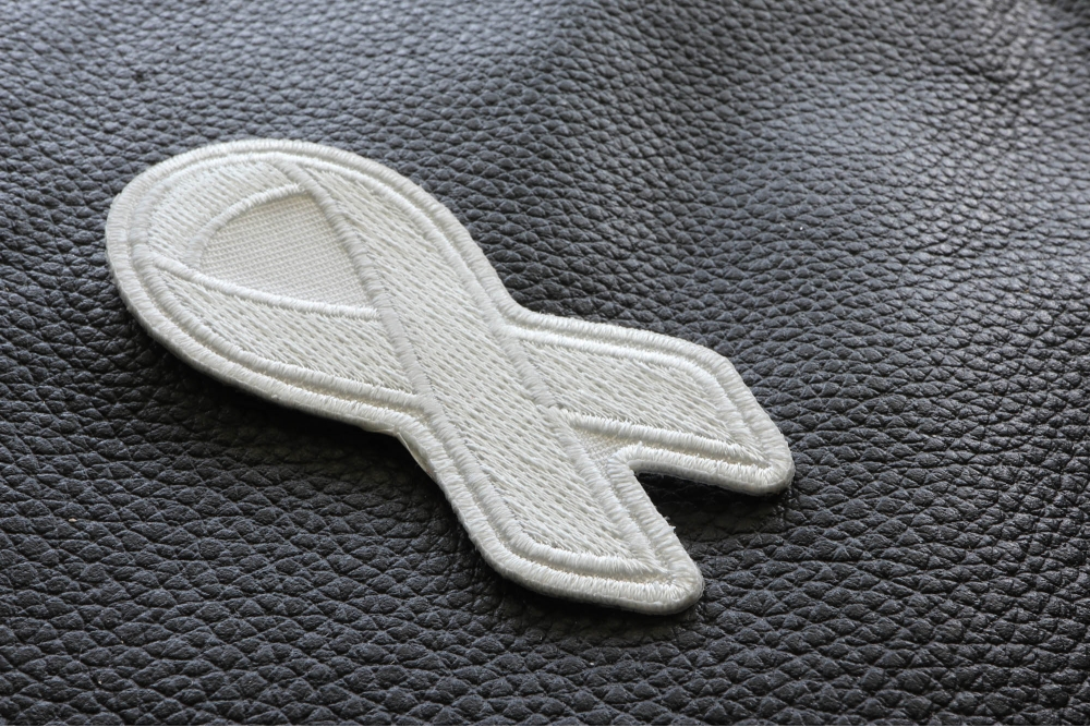 White Ribbon Embroidered Patch by Ivamis Patches