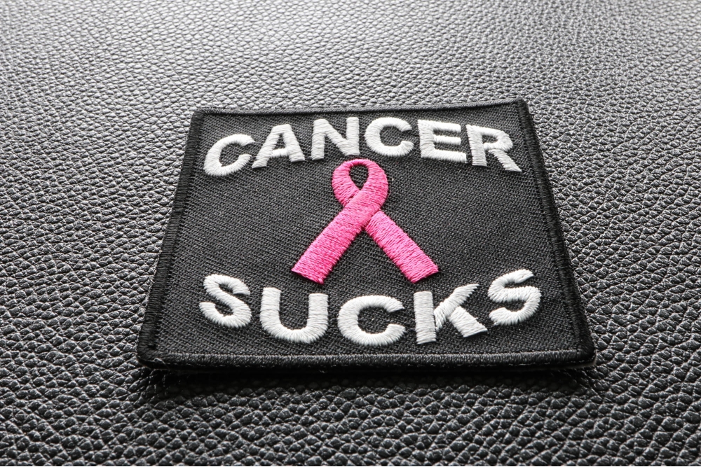 Cancer Sucks Patch With Pink Ribbon | Embroidered Patches by Ivamis Patches