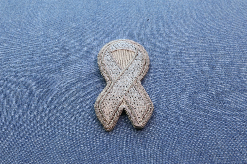 Gray Ribbon Embroidered Patch by Ivamis Patches