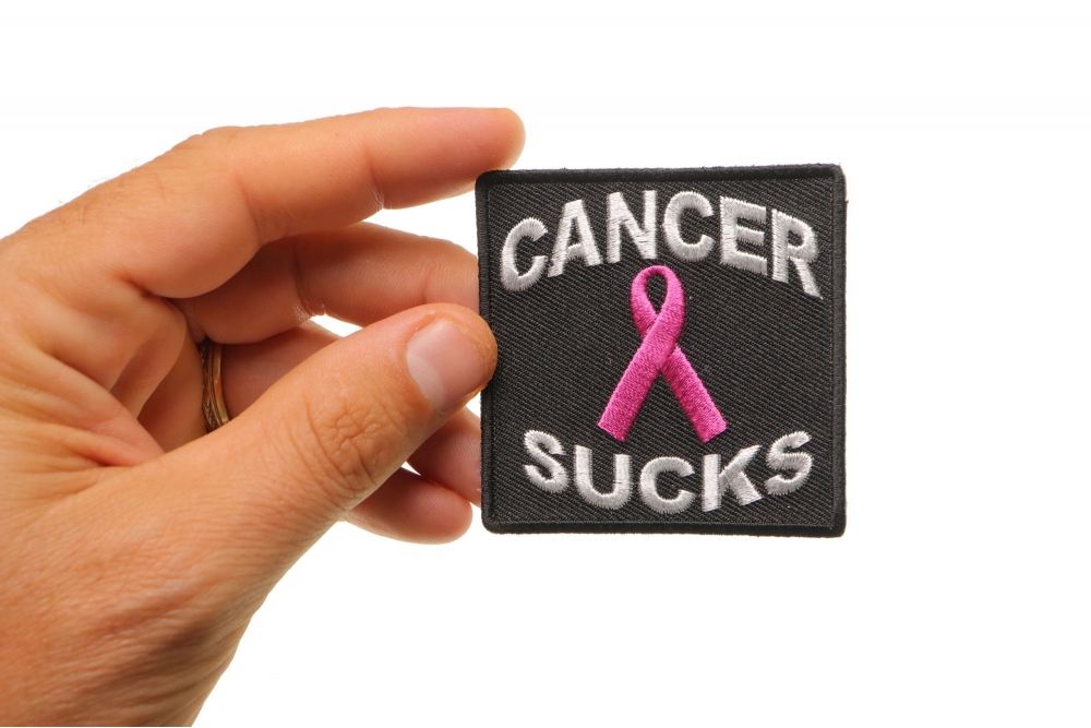 Cancer Sucks Patch With Pink Ribbon | Embroidered Patches by Ivamis Patches