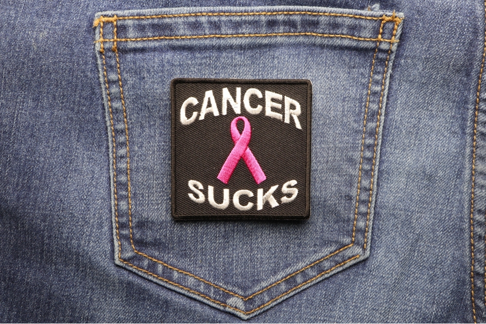 Cancer Sucks Patch With Pink Ribbon | Embroidered Patches by Ivamis Patches