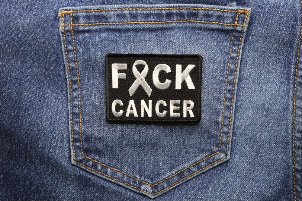 FCK Cancer White Ribbon Patch | Embroidered Patches by Ivamis Patches
