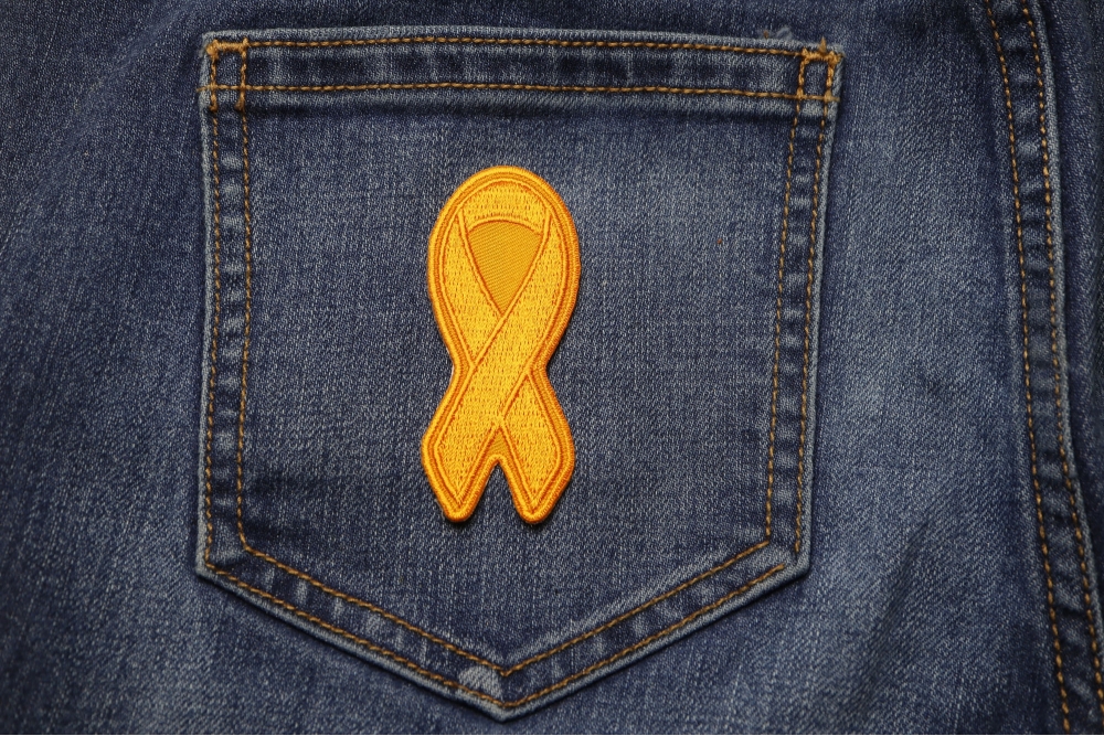 Orange Ribbon Embroidered Patch by Ivamis Patches