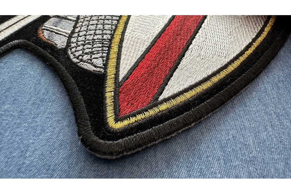 Red Kneeling Knight Patch, Large Christian Back Patches by Ivamis Patches