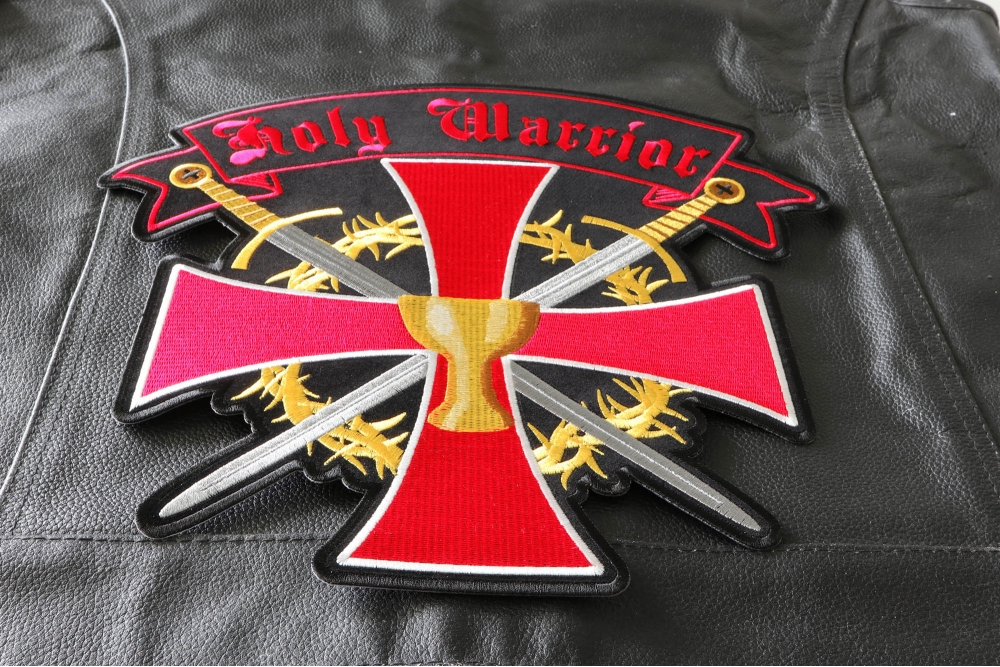 Holy Warrior Christian Cross Swords and Holy Grail Patch, Large ...