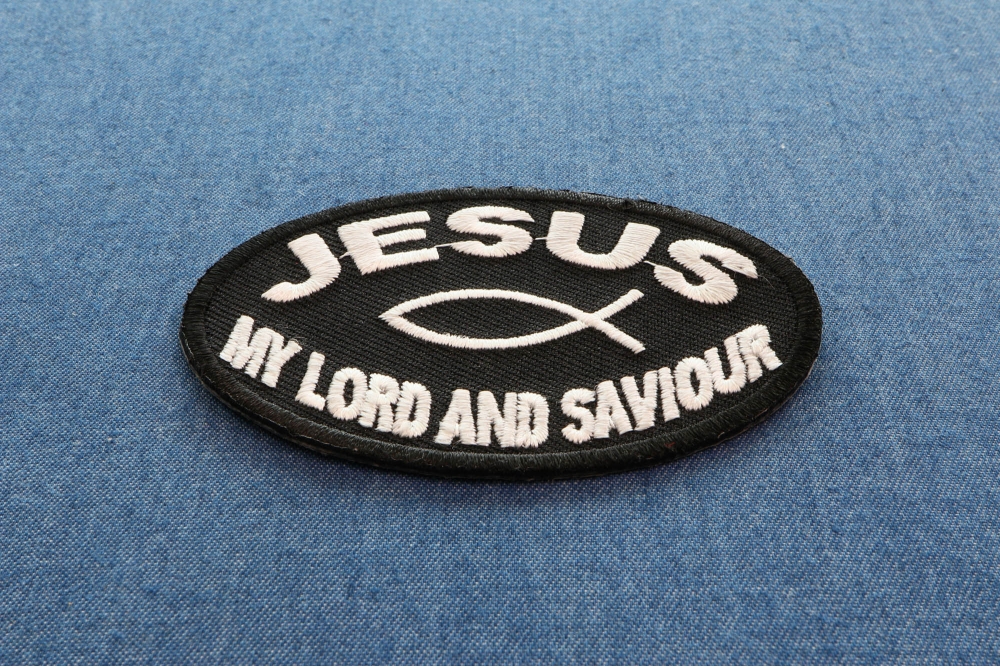Jesus My Lord and Saviour With Fish Symbol Iron On Embroidered Patch ...