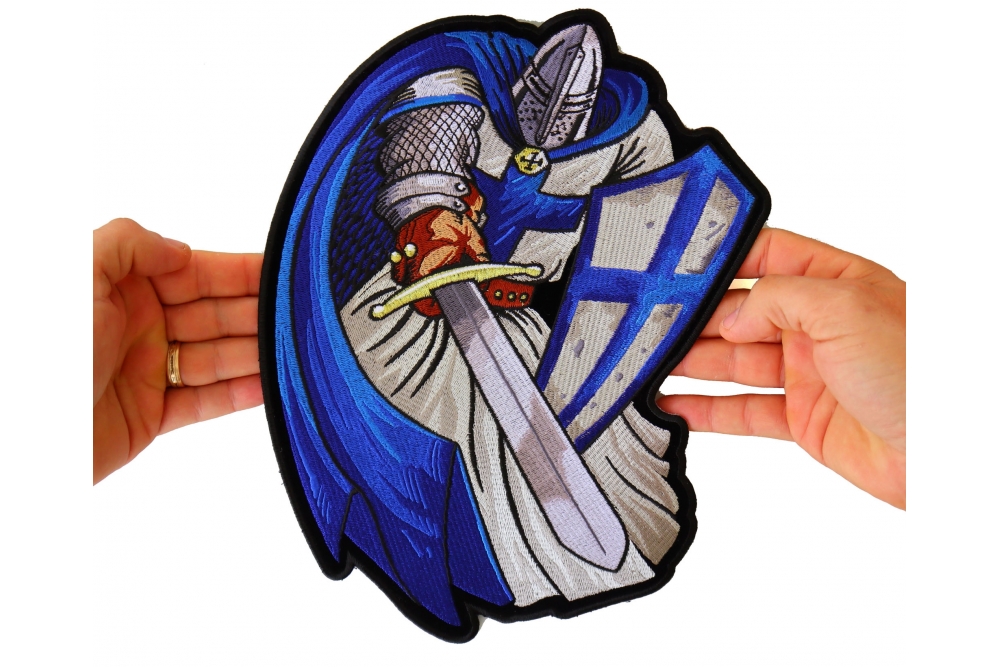 Blue Crusader Knight with Shield and Sword - Large Patch for Jacket by ...