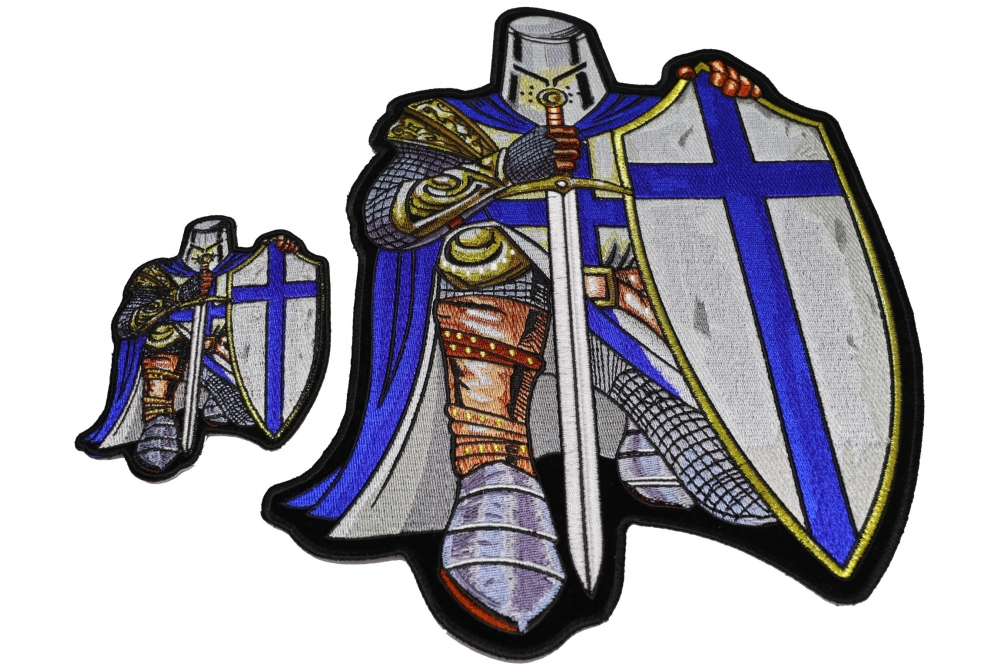 Blue Crusader Knight Patch Set Small and Large Back Patch by Ivamis Patches