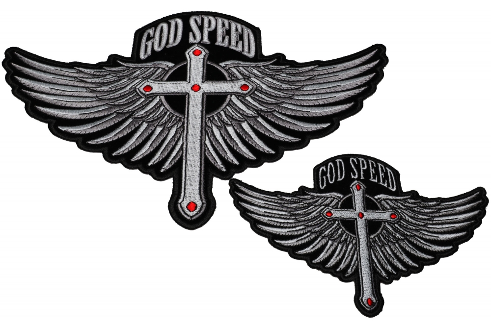 God Speed Christian Patches 2 Piece Small and Large Set by Ivamis Patches