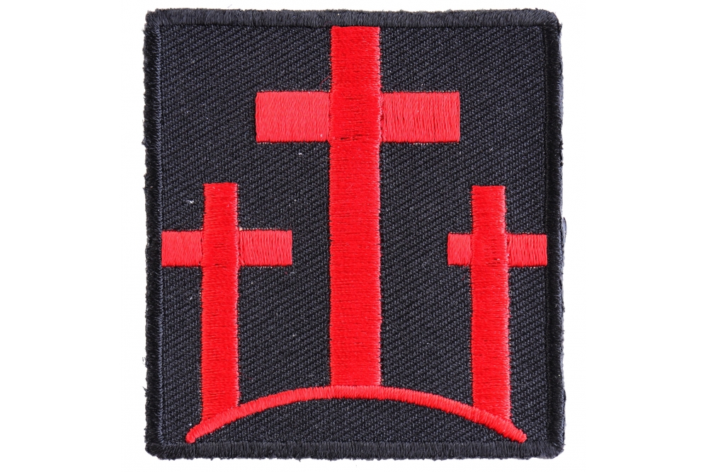 Three Crosses In Red Patch | Embroidered Patches by Ivamis Patches